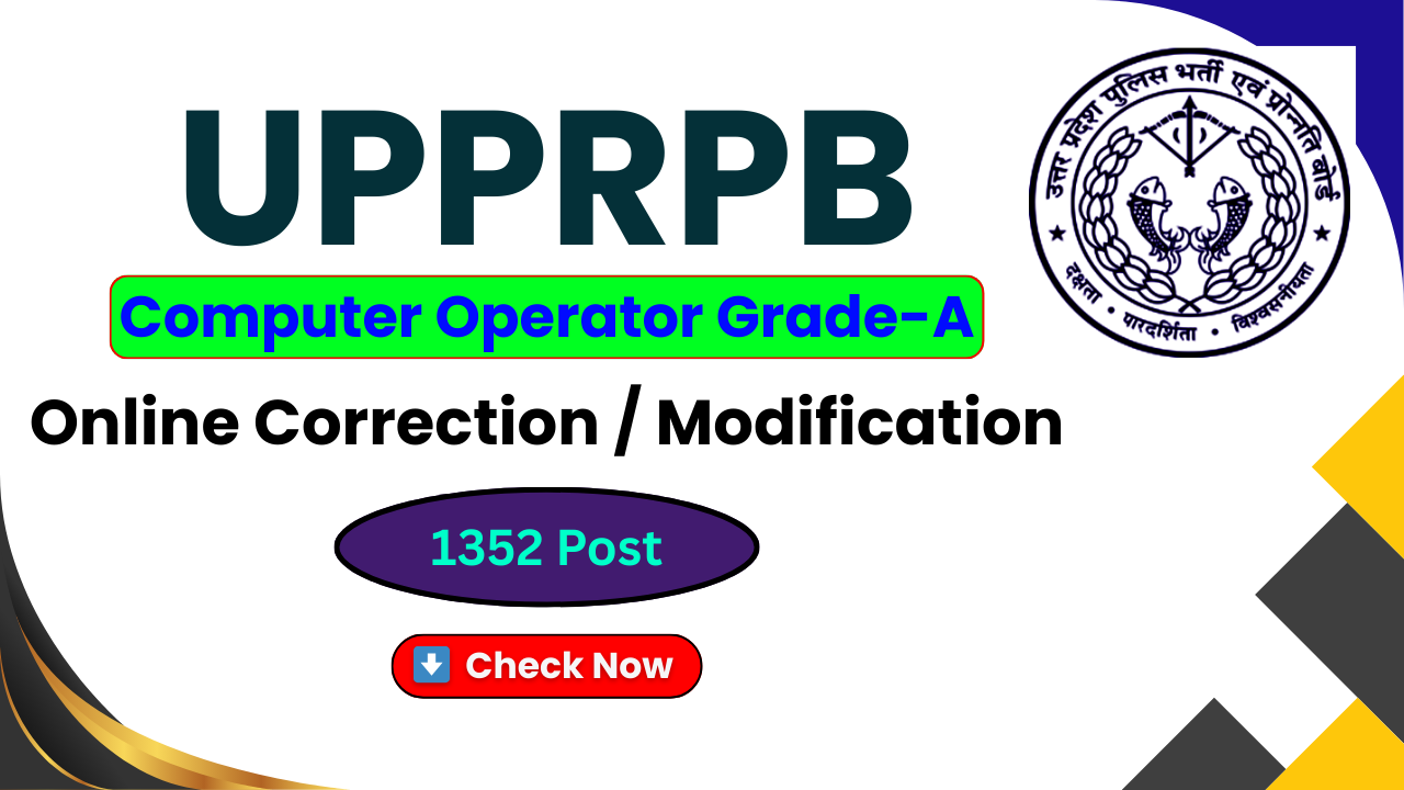 UP Police Computer Operator Grade-A Correction Form 2026 – Edit ...