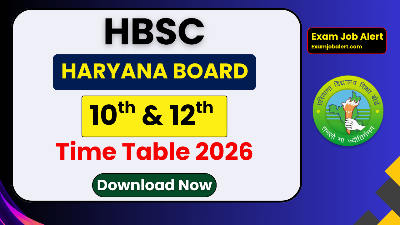 Haryana HBSE Board 10th / 12th Time Table 2026 – Download Date Sheet PDF